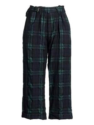 Aspesi Tartan Pattern Wool Cotton Trousers - Black
