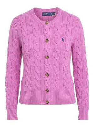 Polo Ralph Lauren Cable-knit Wool And Cashmere Cardigan - Purple