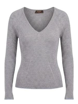 MOORER Virgin Wool V-neck Sweater - Grey