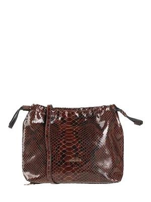 MARC ELLIS Chocolate Snakeskin Print Leather Crossbody Bag - Brown