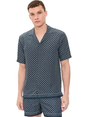 Orlebar Brown Maitan Tessoro Collared Shirt - Night Iris
