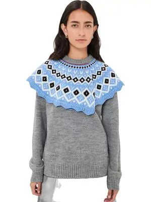 MSGM Fair Isle Cape Sweater - Grey