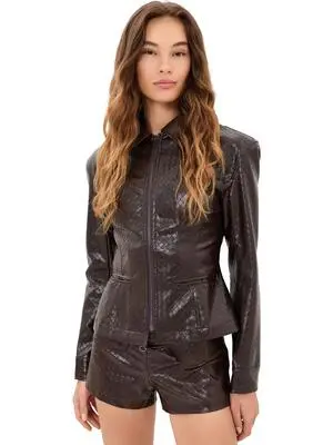 Lioness Soho Faux Leather Jacket - Coffee