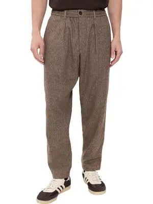 Universal Works Wool Herringbone Pleated Track Pants - Brown