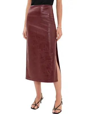 Alice + Olivia Maeve Vegan Midi Skirt - Cognac
