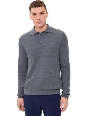 Rlx Ralph Lauren Merino Coolmax Striped Polo Sweater - Navy Combo