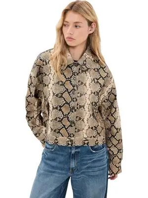 Lioness Angel Jacket Snake-embossed Faux Leather - Camel