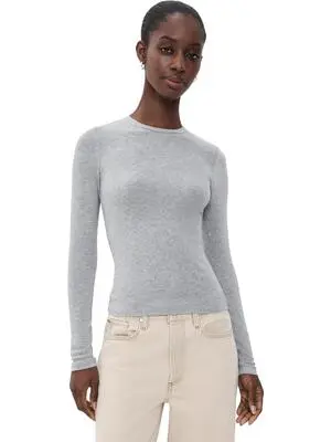 FAVORITE DAUGHTER The Heritage Tee Long Sleeve Crewneck - Heather Grey