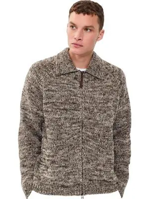 Universal Works Lambswool Zip Cardigan - Ecru/brown