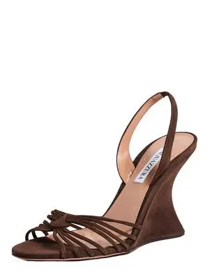 AQUAZZURA Serenity Suede Wedges 95mm - Espresso