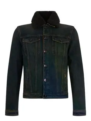 MOORER Moorer Shearling Collar Denim Jacket