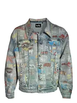 HACULLA. All-over Logo Print Denim Jacket - Blue
