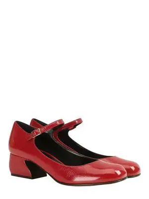 SERGIO ROSSI 45mm Block Heel Mary Jane Pumps - Red