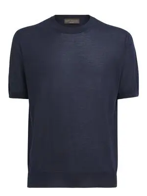 BRETT JOHNSON Cashmere-silk T-shirt - Navy