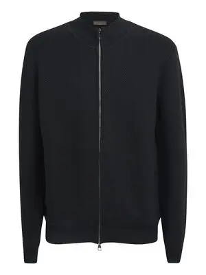 BRETT JOHNSON Brett Johnson Virgin Wool Cable-Knit Zip-Up Cardigan