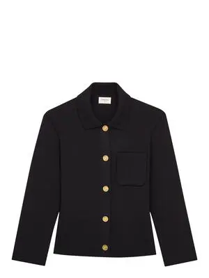 Saint Laurent Virgin Wool Collar Cardigan - Black