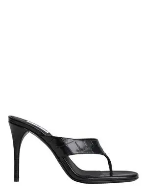 Alaïa Croc-embossed Leather Thong Mules 90 - Black