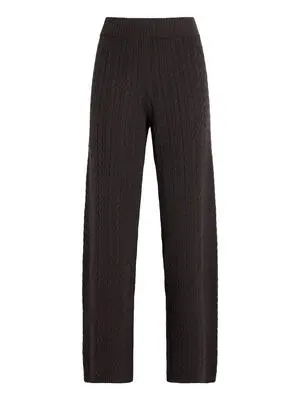 Agnona Cashmere Cable-knit Wide-leg Trousers - Brown