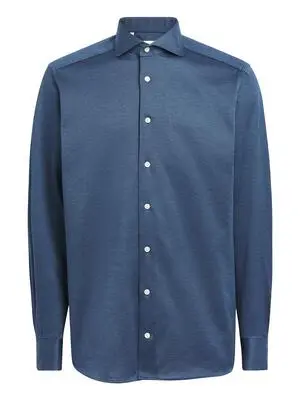 Eton Cotton Filo Di Scozia Contemporary Fit Shirt - Blue