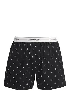 Calvin Klein Cotton Poplin Logo Pyjama Shorts - Black