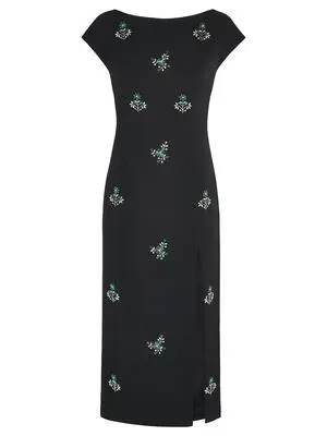 Huishan Zhang Evelyn Embellished Crepe Midi Dress - Black