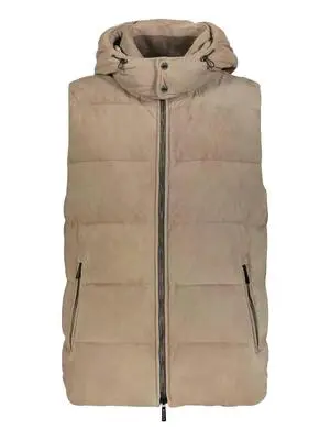 MOORER Padded Leather Gilet - Neutrals