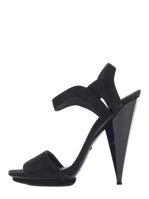 GUCCI Gucci Suede Ankle Strap High Sculpted Heel Sandals