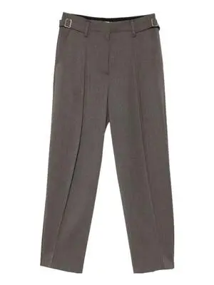 SYSTEM Buckle-detail Pressed-crease Tailored Trousers - Grey
