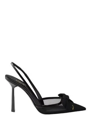Prada Mesh Fabric Slingback Pumps - Black