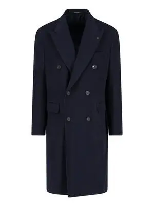 Tagliatore Peak Lapel Double-breasted Coat - Black