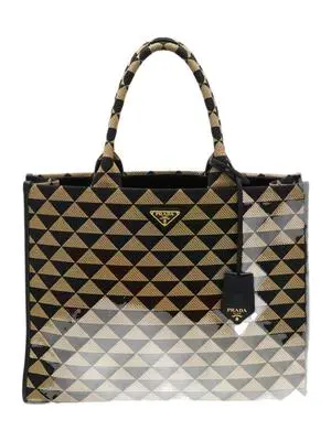 Prada Prada Triangolo Symbole Saffiano Leather Tote Bag Black