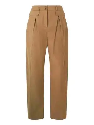 Alberta Ferretti Pleated Straight-leg Trousers - Brown
