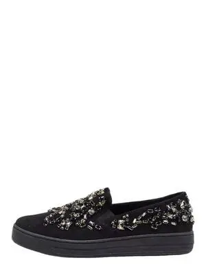 Prada Crystal-embellished Slip-on Sneakers - Black
