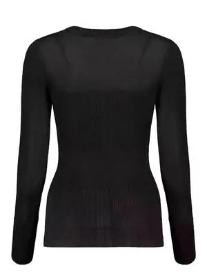 MOORER Ribbed-knit Long-sleeved T-shirt - Black
