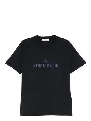 Stone Island Logo Printed Crewneck T-shirt - Blue