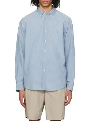 Polo Ralph Lauren Logo Embroidered Denim Shirt Blue