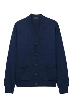 Prada Prada Re-Cashmere Cardigan With Knitted Logo Indigo