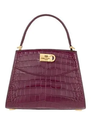 FERRAGAMO Studio Box Bag Alligator - Violet