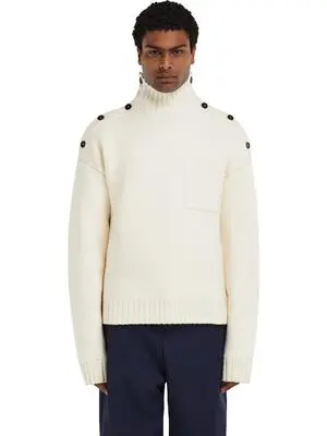 FERRAGAMO Knitted Sweater With Button Detail - Beige