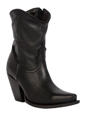 FREEBIRD Distressed Leather Zip-up Booties - Black