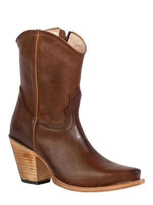 FREEBIRD Distressed Leather Zip-up Booties - Brown