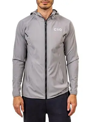 MACEOO Athletic Full Zip Hoodie Sweater - Grey