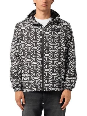 Philipp Plein Monogram Zip-up Hooded Jacket - Black
