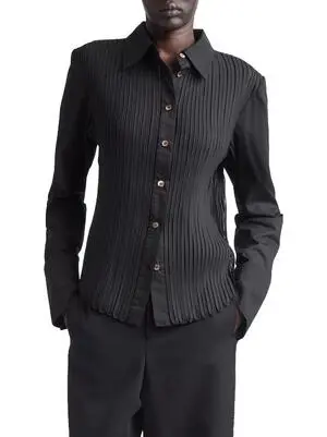 DIOTIMA Mito Bias Tape Cotton Button-up Shirt - Black
