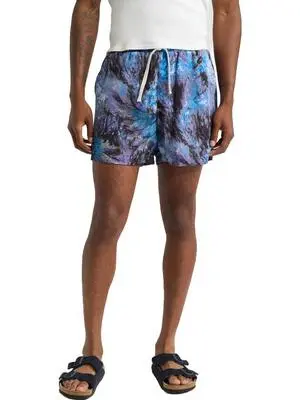 RIZORT Roger Print Drawstring Shorts - Blue
