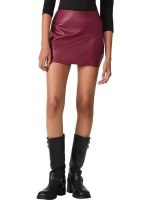 Steve Madden Faux Leather Mini Skirt - Cordovan