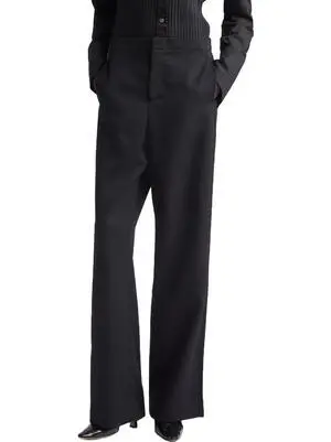 DIOTIMA Trine" Embroidered Wool Wide-leg Pants - Black