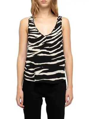 Zadig&Voltaire Tarys Zebra Print Tank - Black
