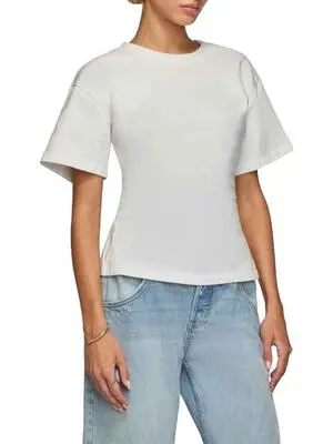 EB DENIM Structured Cotton T-shirt - Milk