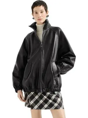 Brunello Cucinelli Nappa Leather Bomber Jacket With Monili - Black